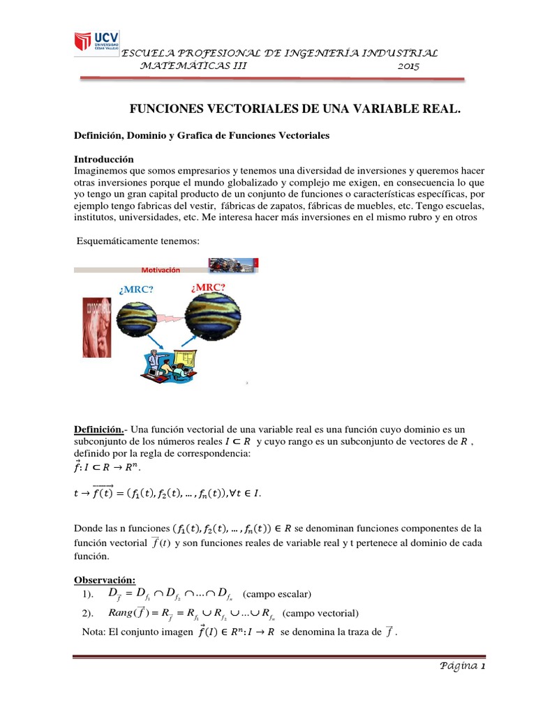 Guia 1 (Funciones Vectoriales) | PDF | Curva | Vector Euclidiano