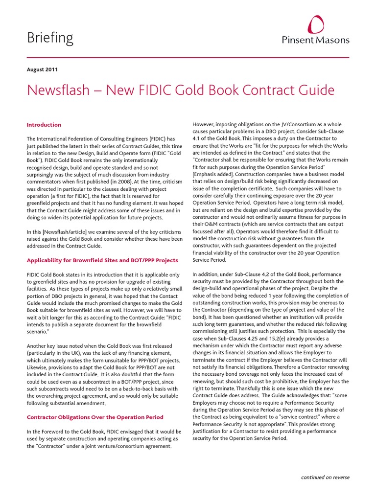 New FIDIC Gold Book Contract Guide | PDF | Limited Liability ...