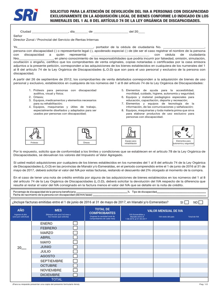 Solicitud Para Devolución Del IVA a Personas Con Discapacidad ...