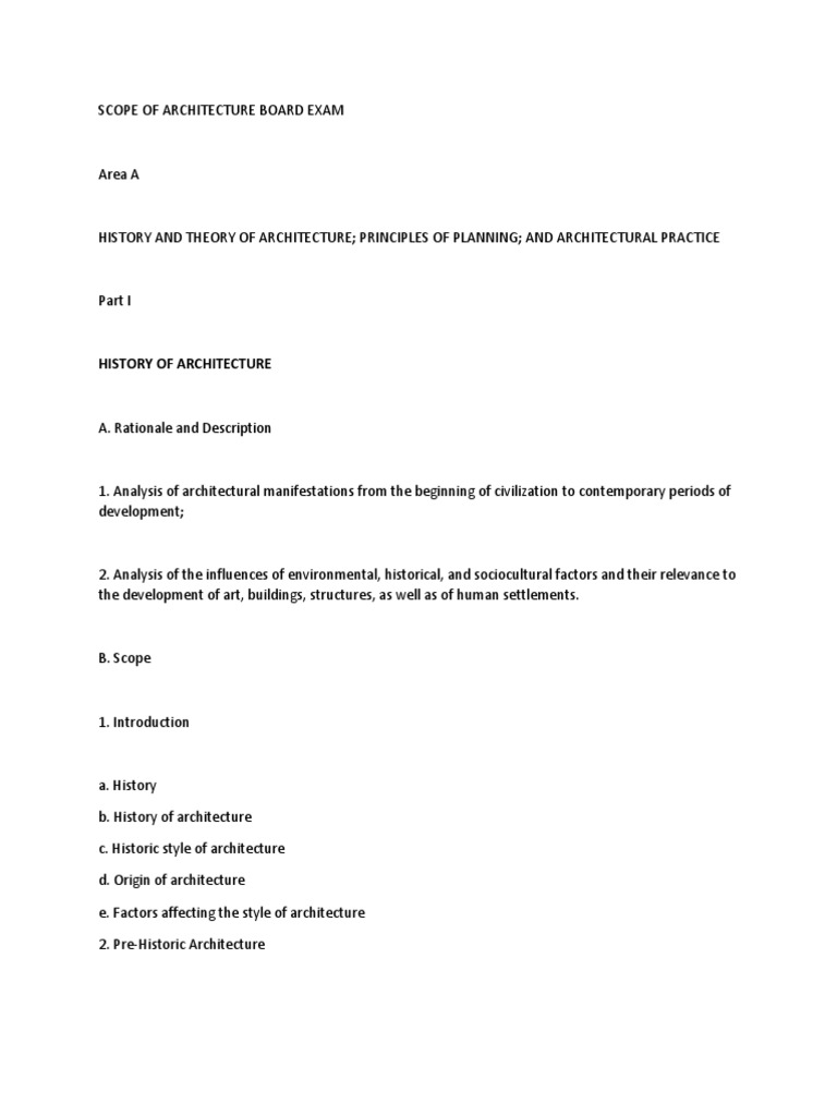 Architecture Board Exam Scope Overview | PDF | Architect | Design