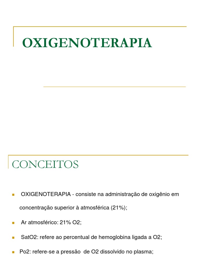 Oxigenoterapia PDF | PDF | Oxigênio | Sangue