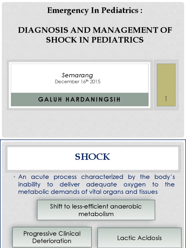 Emergency in Pediatrics: Diagnosis and Management of Shock in ...