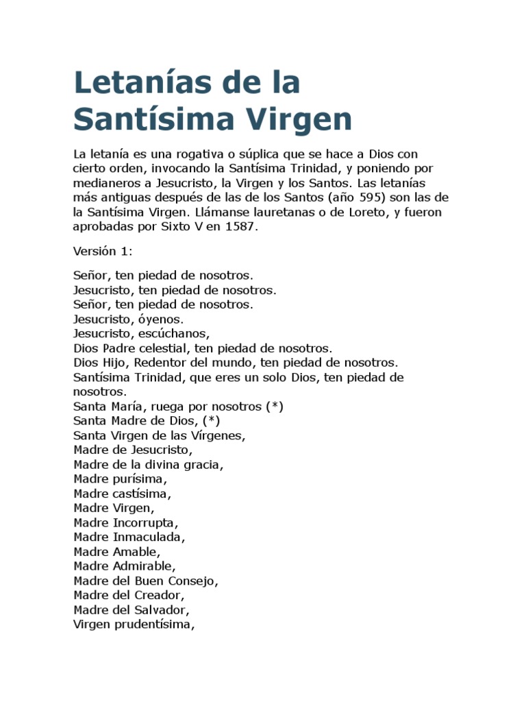 Letanía De La Santísima Virgen María