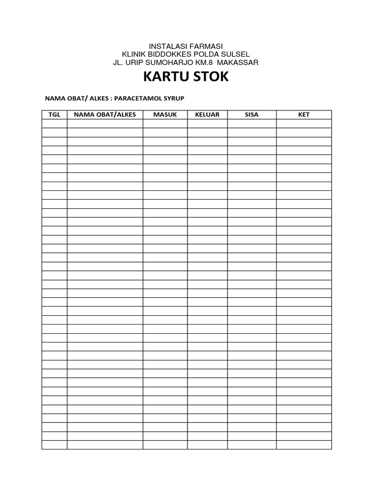 Kartu Stok Obat Paracetamol Syrup | PDF