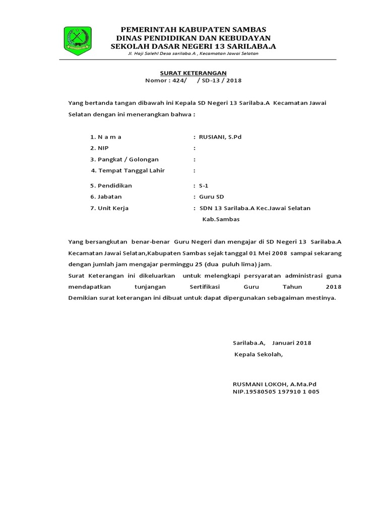 Surat Ket Melaksanakan Tugas (SKMT) | PDF
