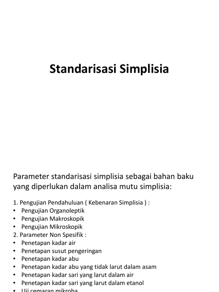Standarisasi Simplisia | PDF
