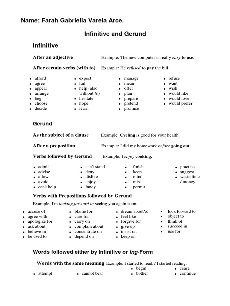 Gerund or Infinitive Task 3 | PDF | Preposition And Postposition | Verb