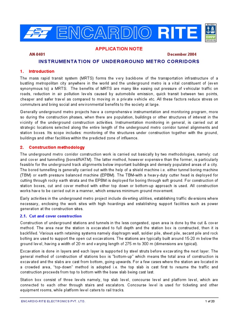 Metro Instrumentation | PDF | Deep Foundation | Tunnel