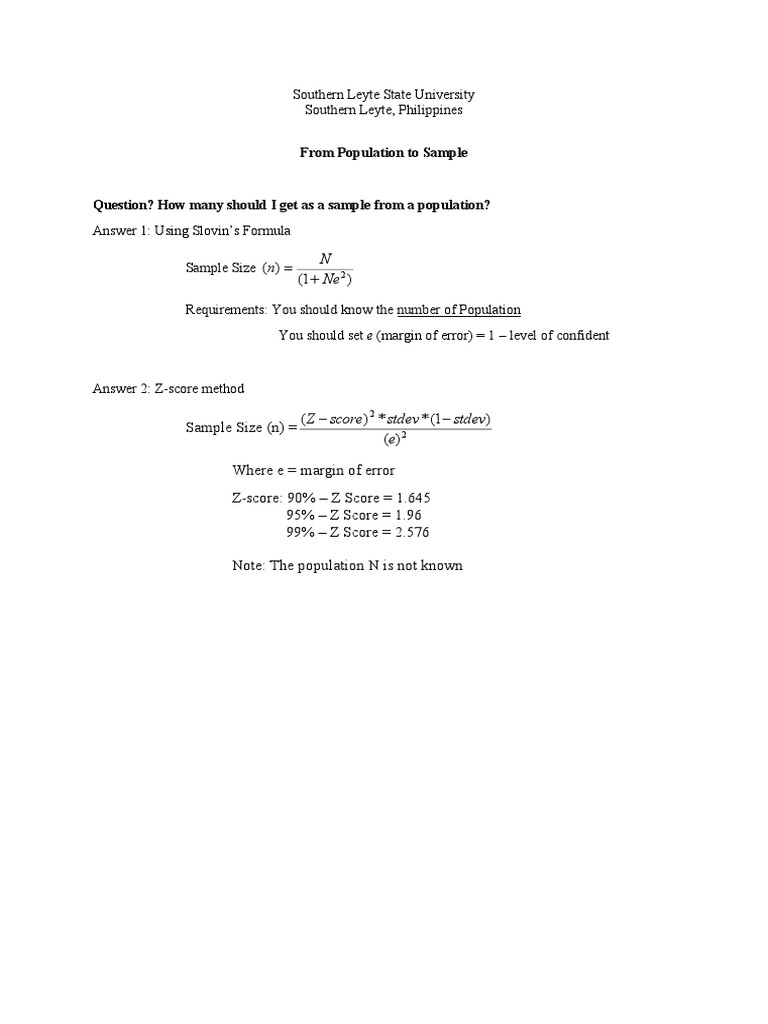 Sample Size Calculation Methods | PDF
