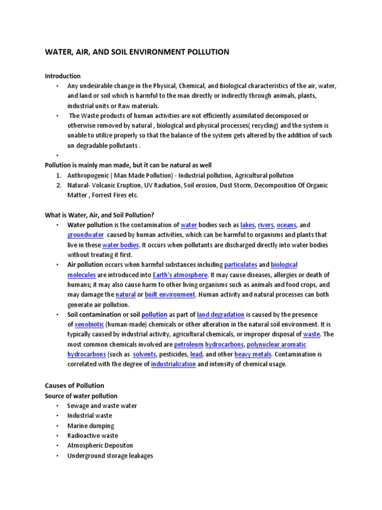 Water, Air, and Soil Environment Pollution | Download Free PDF | Water ...