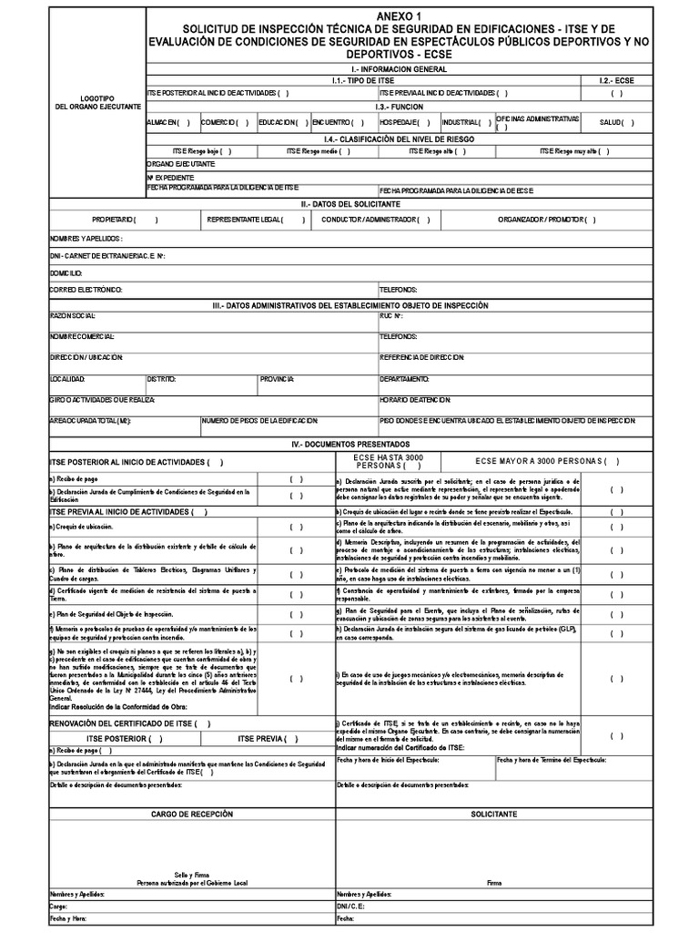 Anexo 1 Formato de Solicitud ITSE ECSE | PDF Anexo 1 Formato de Solicitud ITSE ECSE | PDF