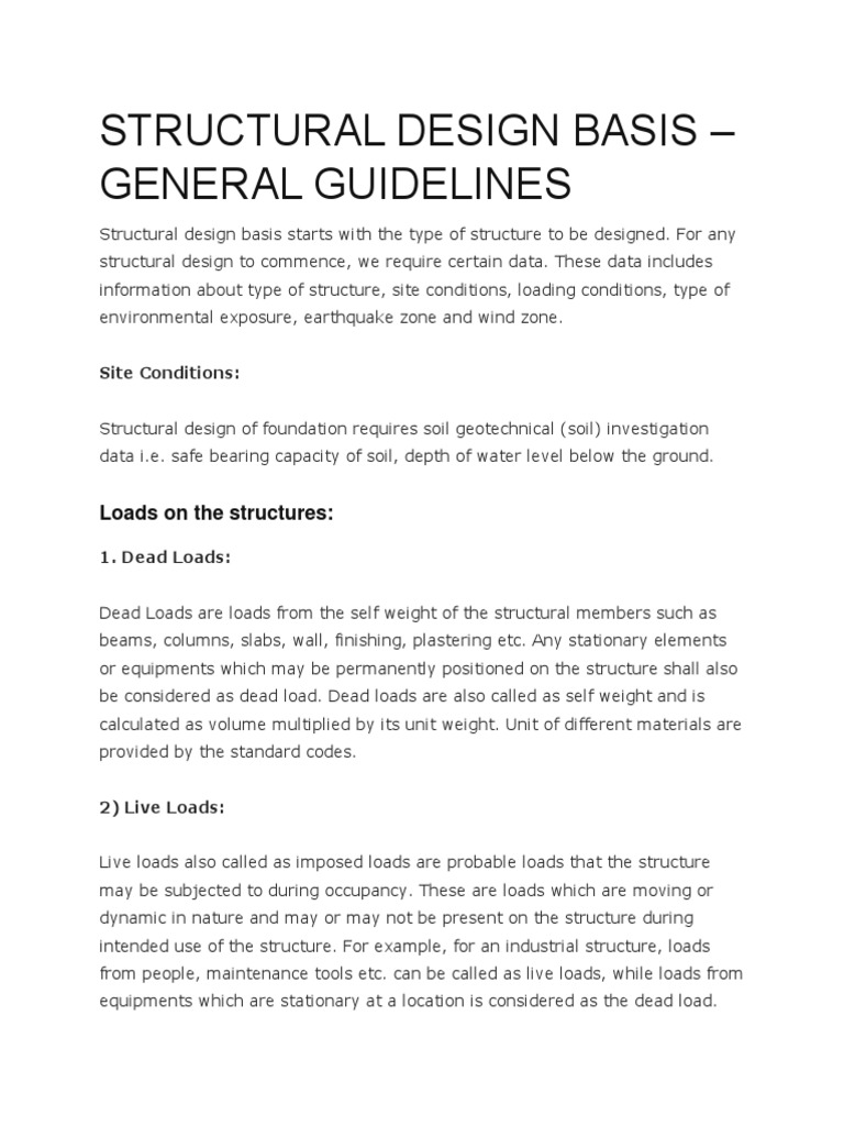 Structural Design Basis | PDF | Structural Load | Structural Engineering