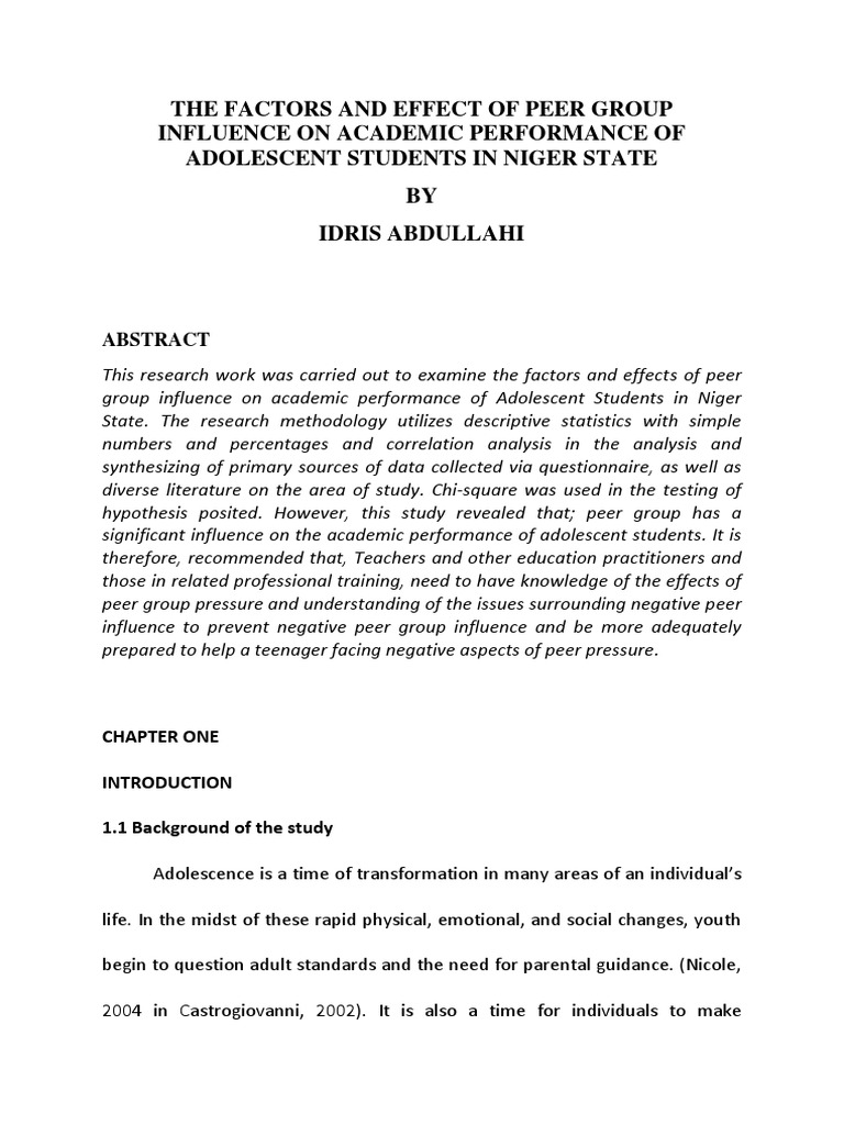 The Factors and Effect of Peer Group | PDF | Adolescence | Motivation