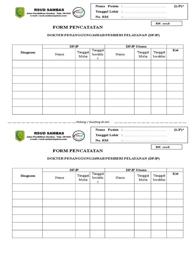 RM C1 Form Pencatatan DPJP Vers2 | PDF