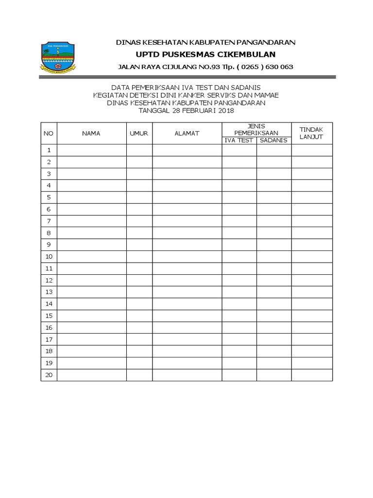Data Hasil Pemeriksaan IVA Test | PDF