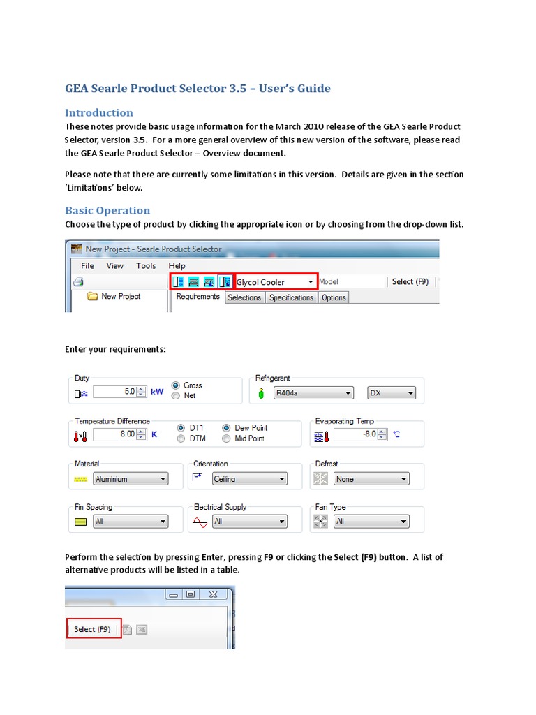 GEA Searle Product Selector User Guide | PDF | Microsoft Excel | Icon ...