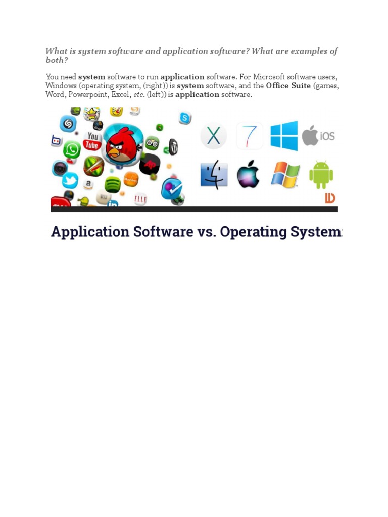 System vs Application Software Explained | PDF