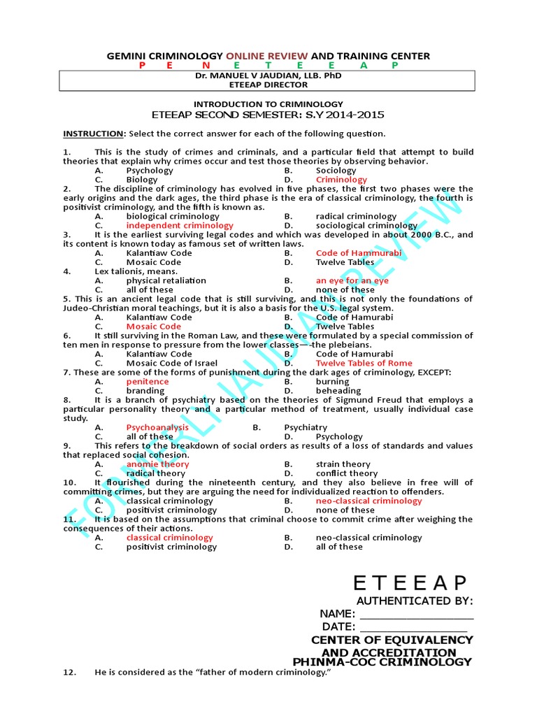 Introduction To Crim | PDF | Criminology | Personality Psychology