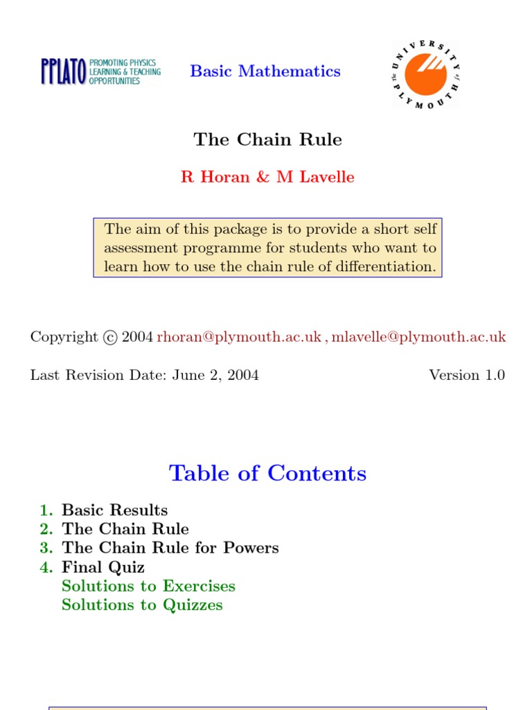Chain Rule | PDF | Derivative | Trigonometric Functions