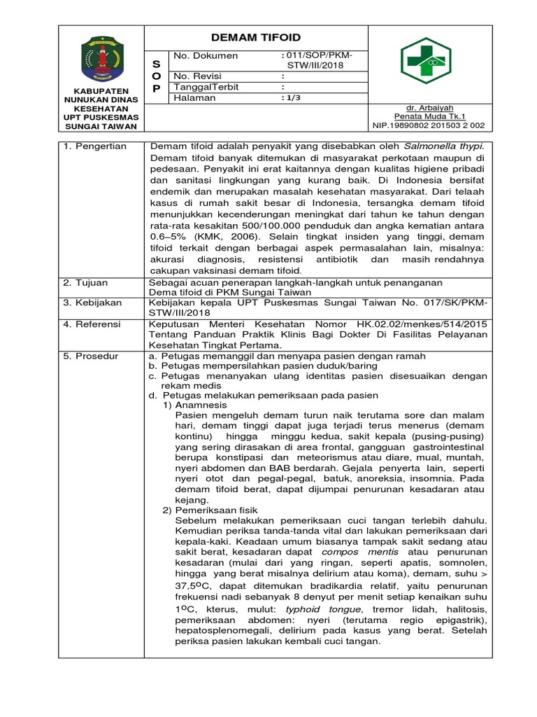 Sop Demam Tifoid | PDF