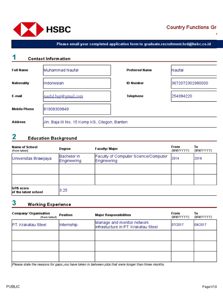 Country Functions Graduate Program Application Form (Excel 38KB) | PDF ...