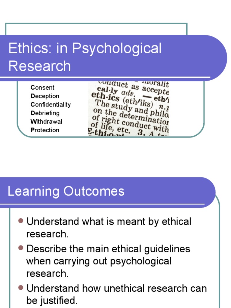 Ethical Issues in Psychological Research | PDF | Informed Consent ...