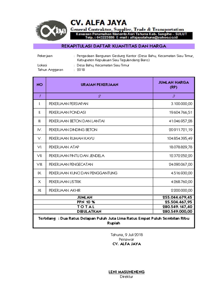Dokuem Penawaran Cv. Alfa Jaya - TTD | PDF