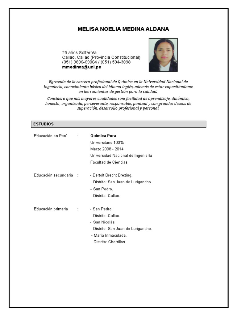 Curriculum Vitae Melisa Medina_new_p | Informática | Tecnología ...