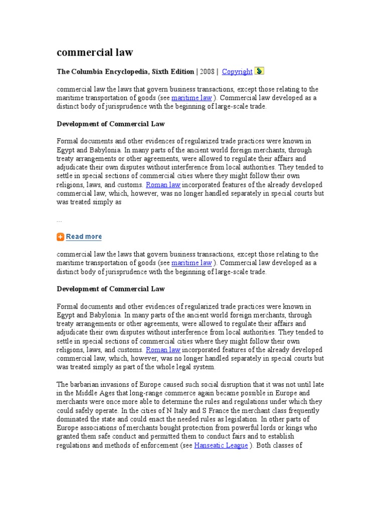 Commercial Law Development | PDF | Common Law | Jurisdiction