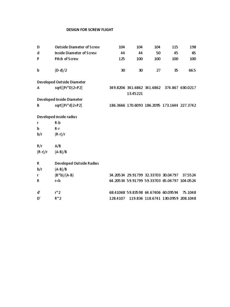 Screw Flight Design Specifications | PDF