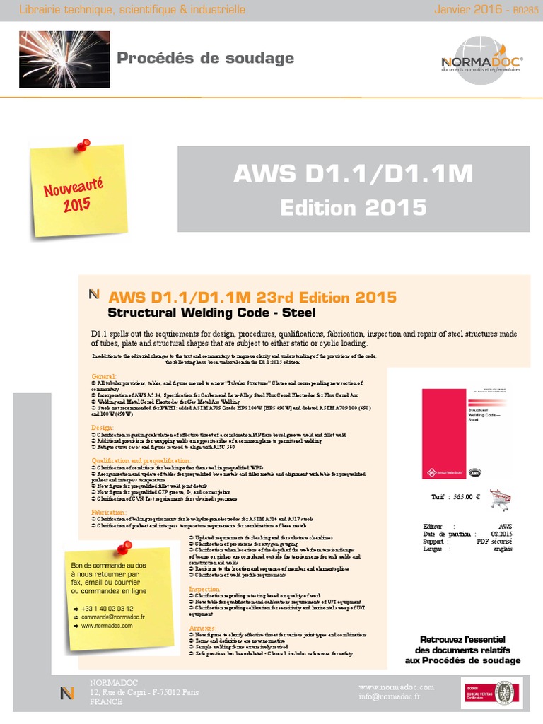 Aws D1.1 - D 1.1M-2015 PDF | PDF