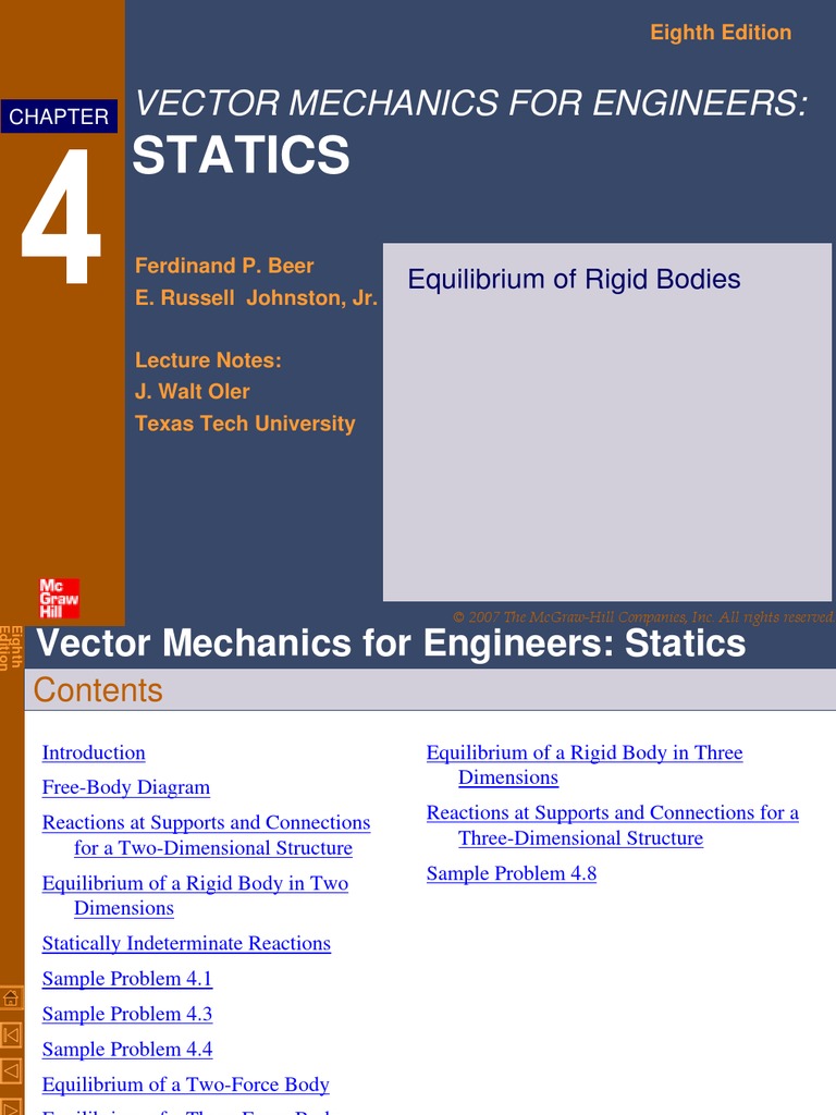Statics Vector Mechanics For Engineers Pdf Force Euclidean Vector