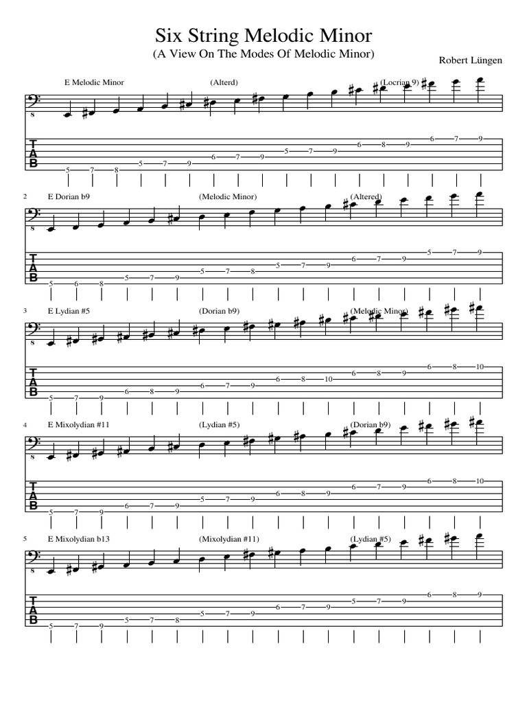 Six String Melodic Minor (A View On The Modes of Melodic Minor) | PDF ...