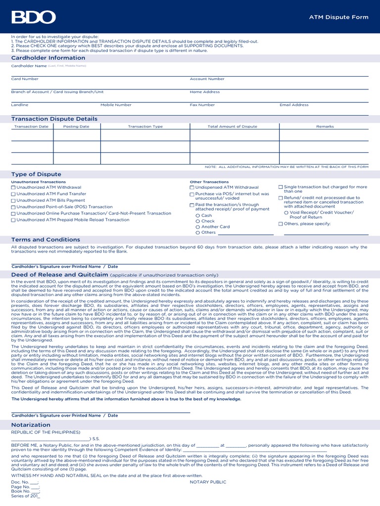FORMS Transaction Dispute | PDF | Financial Transaction | Automated ...