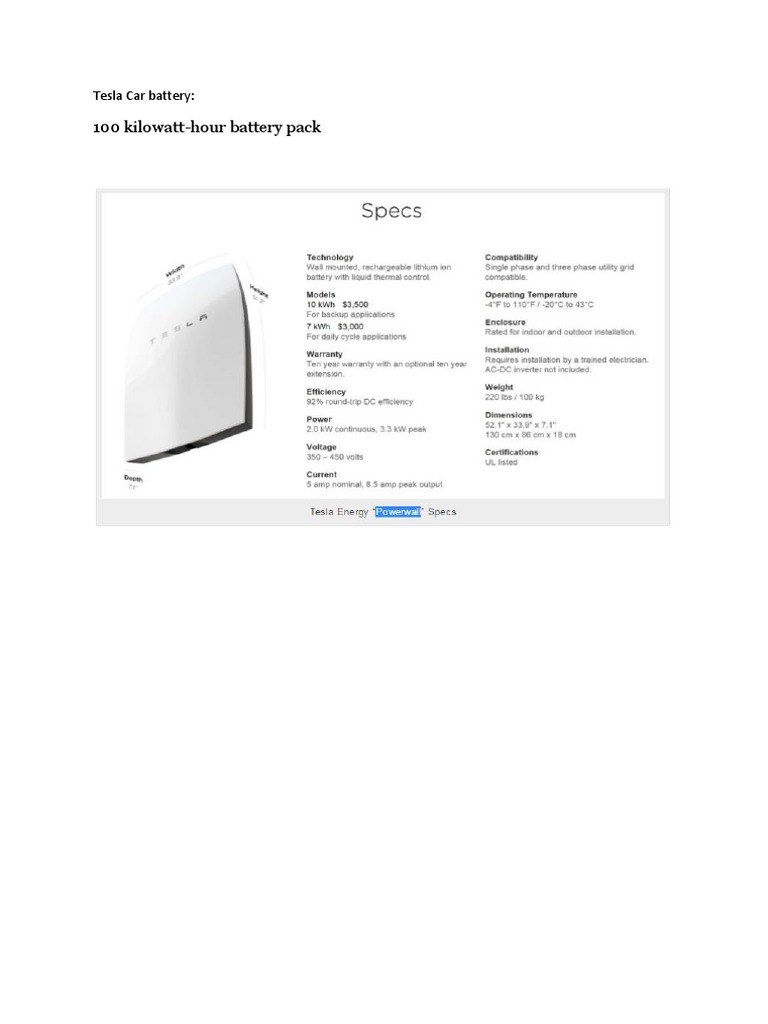 100 Kilowatt-Hour Battery Pack | PDF