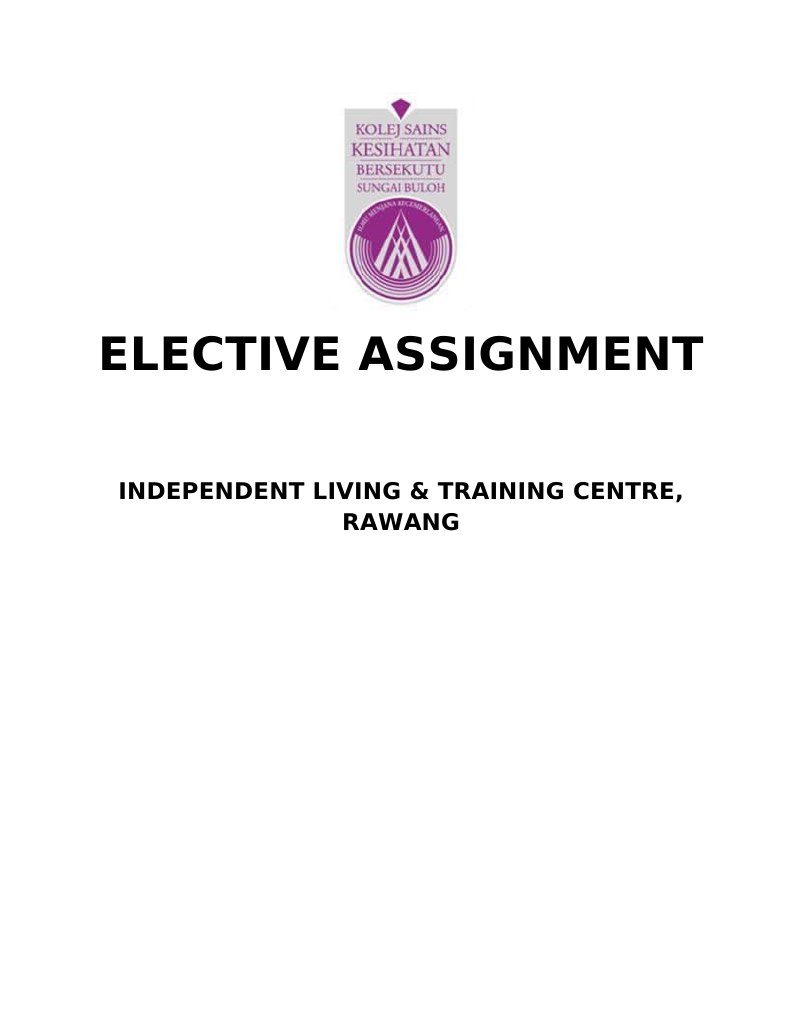 Front Cover for Elective Assignment | PDF