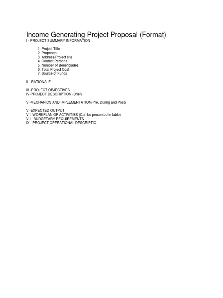 SAMPLE Income Generating Project ProposAL | PDF | Art | Business