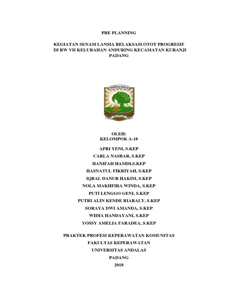 Pre Planning Senam Lansia Dan Rop | PDF