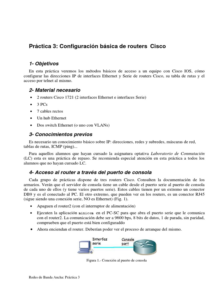 Configuracion Basica de Router Cisco | PDF | Enrutador (Computación) | Dirección IP
