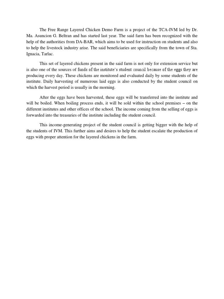 Narrative Report (Eggs-IGP) | PDF