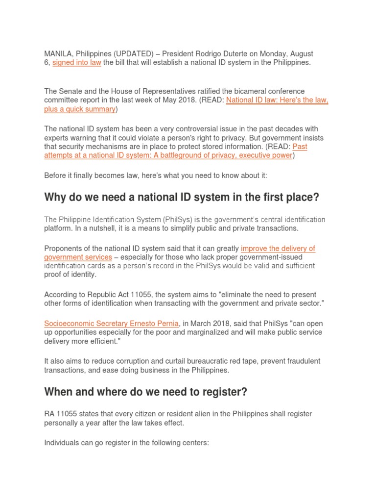 National Id System | PDF | Identity Document | Privacy