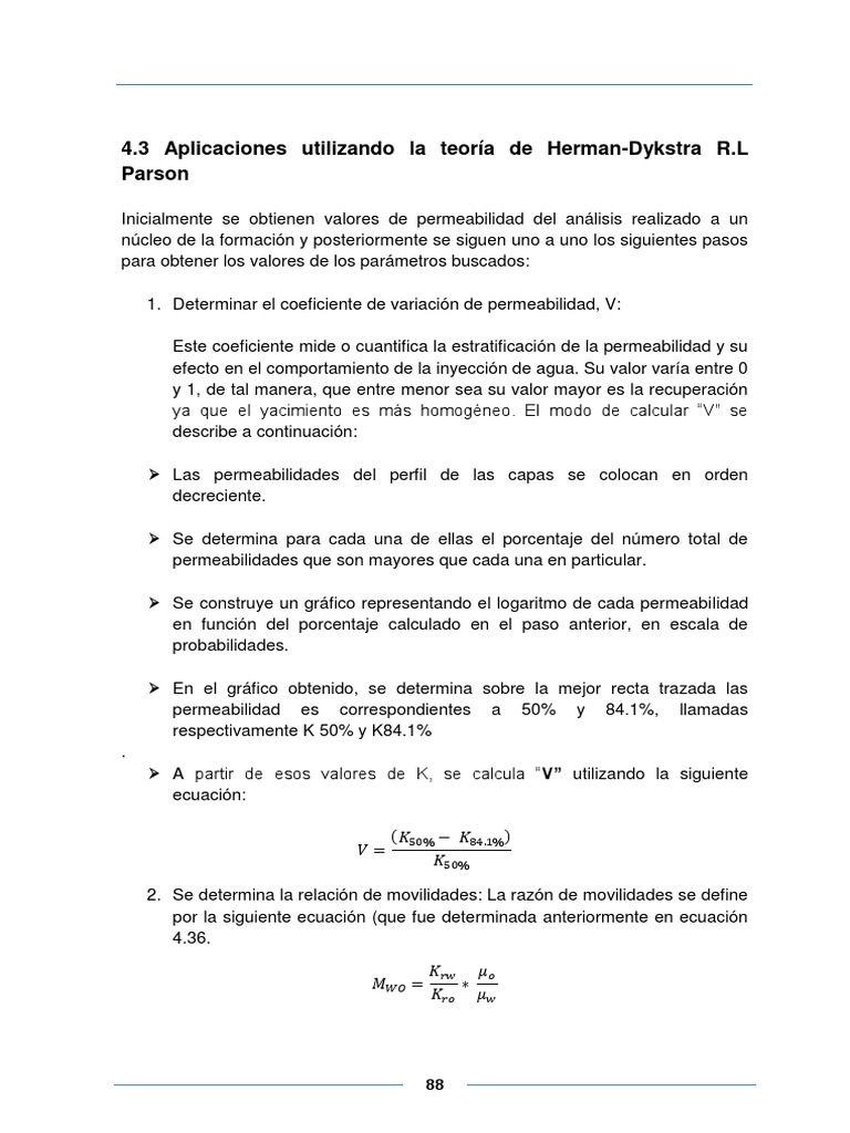 Dykstra Parsons | PDF | Ecuaciones | Logaritmo