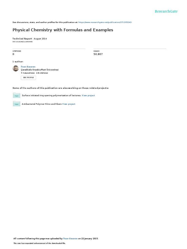 Physical Chemistry With Formulas and Examples: August 2014 | PDF ...
