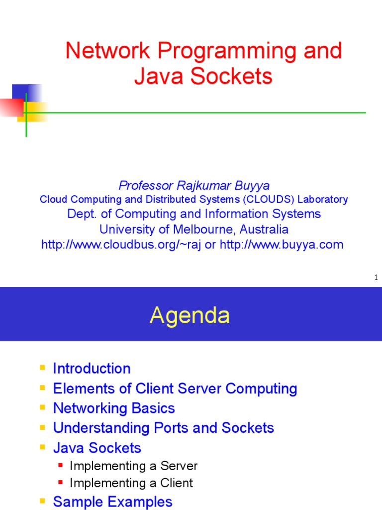 Network Programming and Java Sockets: Professor Rajkumar Buyya | PDF | Port (Computer Networking ...