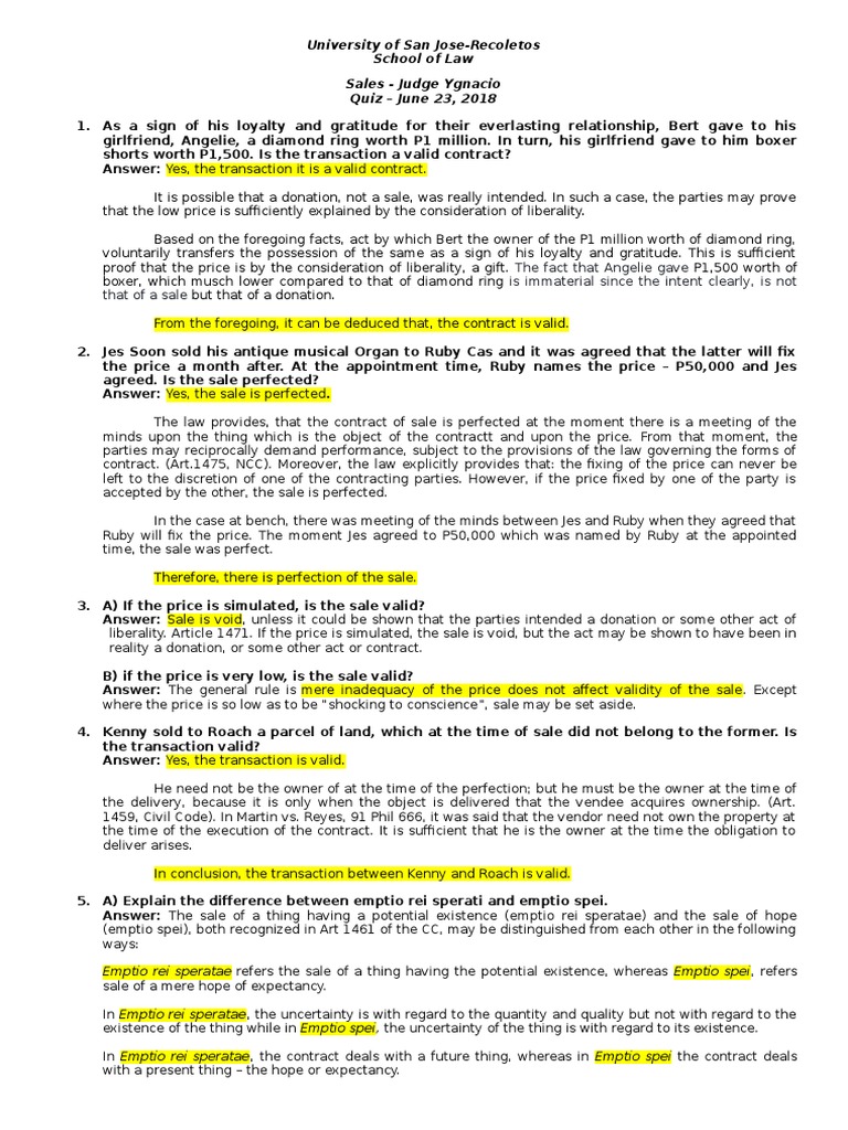 Sales Quiz | PDF | Ownership | Sales