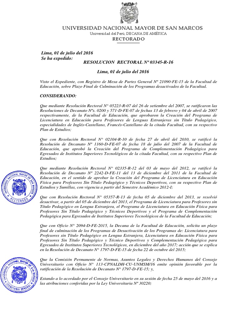Resoluccion de Culmino Del Programa de Prolief | PDF | Universidad ...