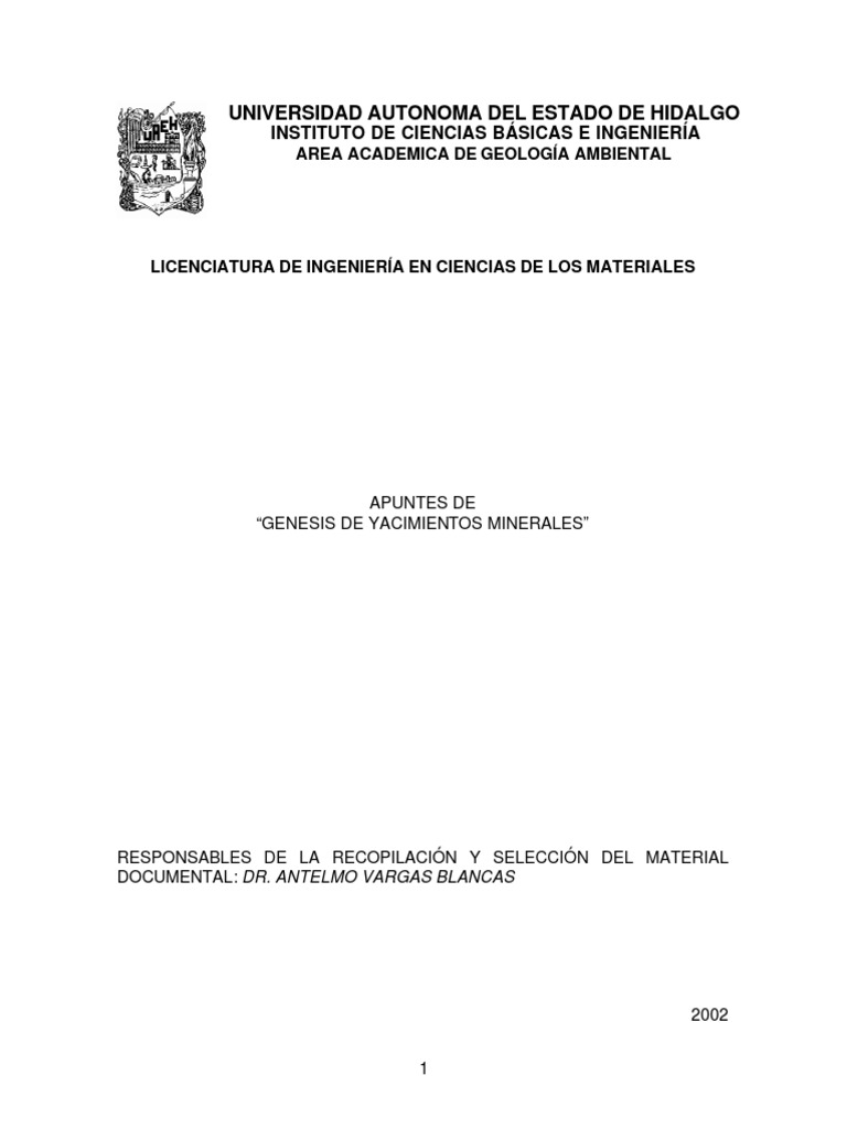 Genesis Yacimientos PDF | PDF | Roca (geología) | Enlace químico