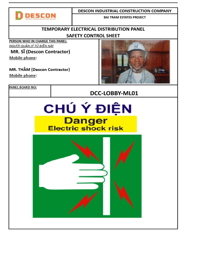 Descon Electrical Panel Safety Sheet | PDF | Computers | Technology ...