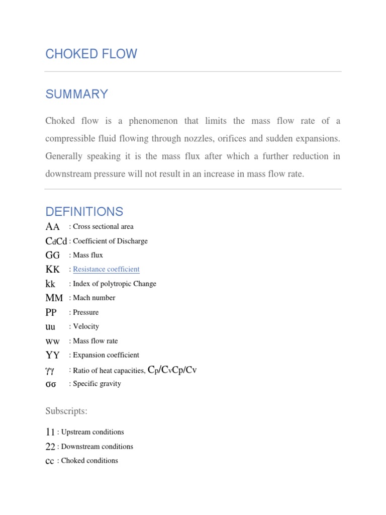 Understanding Choked Flow Dynamics | PDF | Chemical Engineering ...