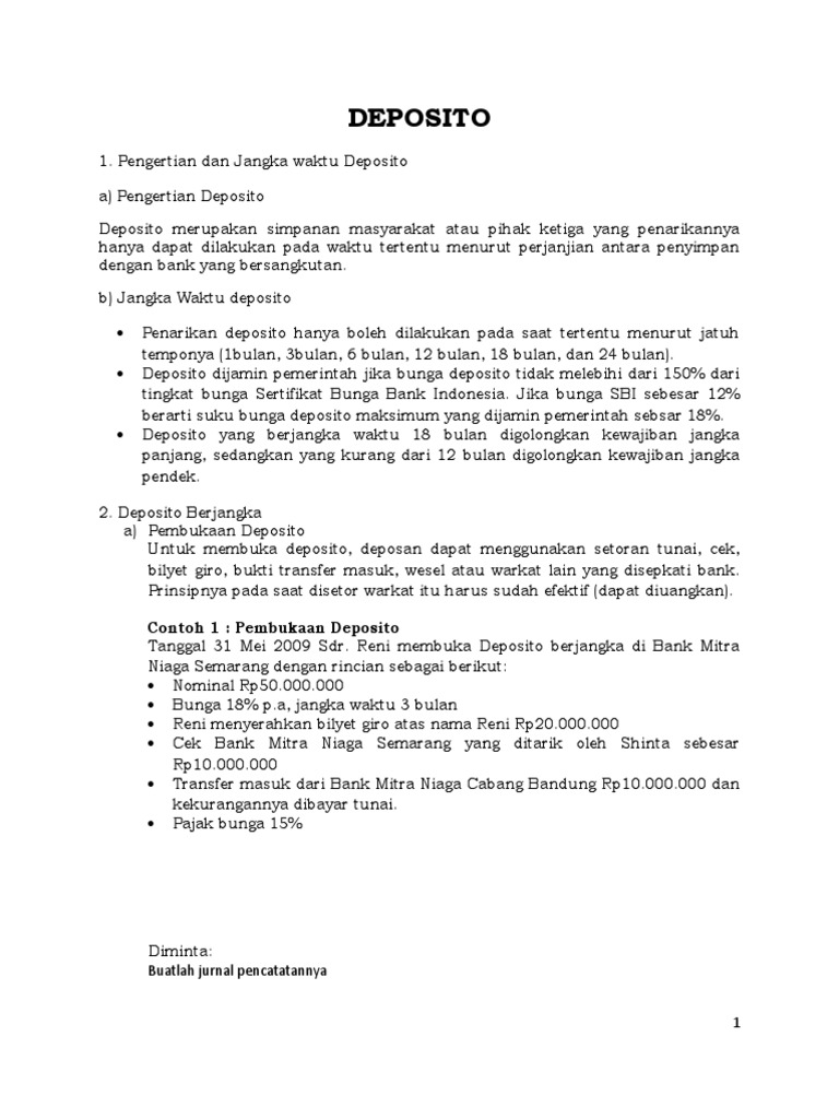 Simpanan Deposito Dan Jurnal | PDF | Pengelolaan Keuangan & Uang